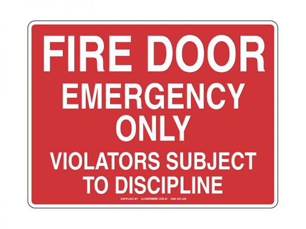 Emergency Signs | Fire Door Emergency Only | Allfasteners