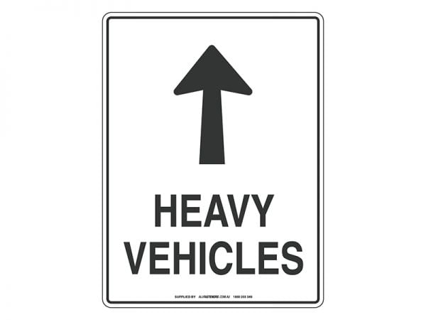 Notice Signs | Heavy Vehicles with Arrow | Allfasteners