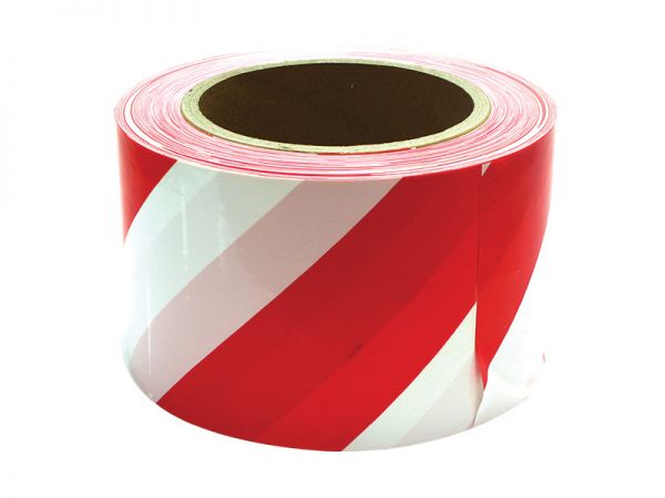 Red White HAZARD Barrier Tape 75mm x 100m